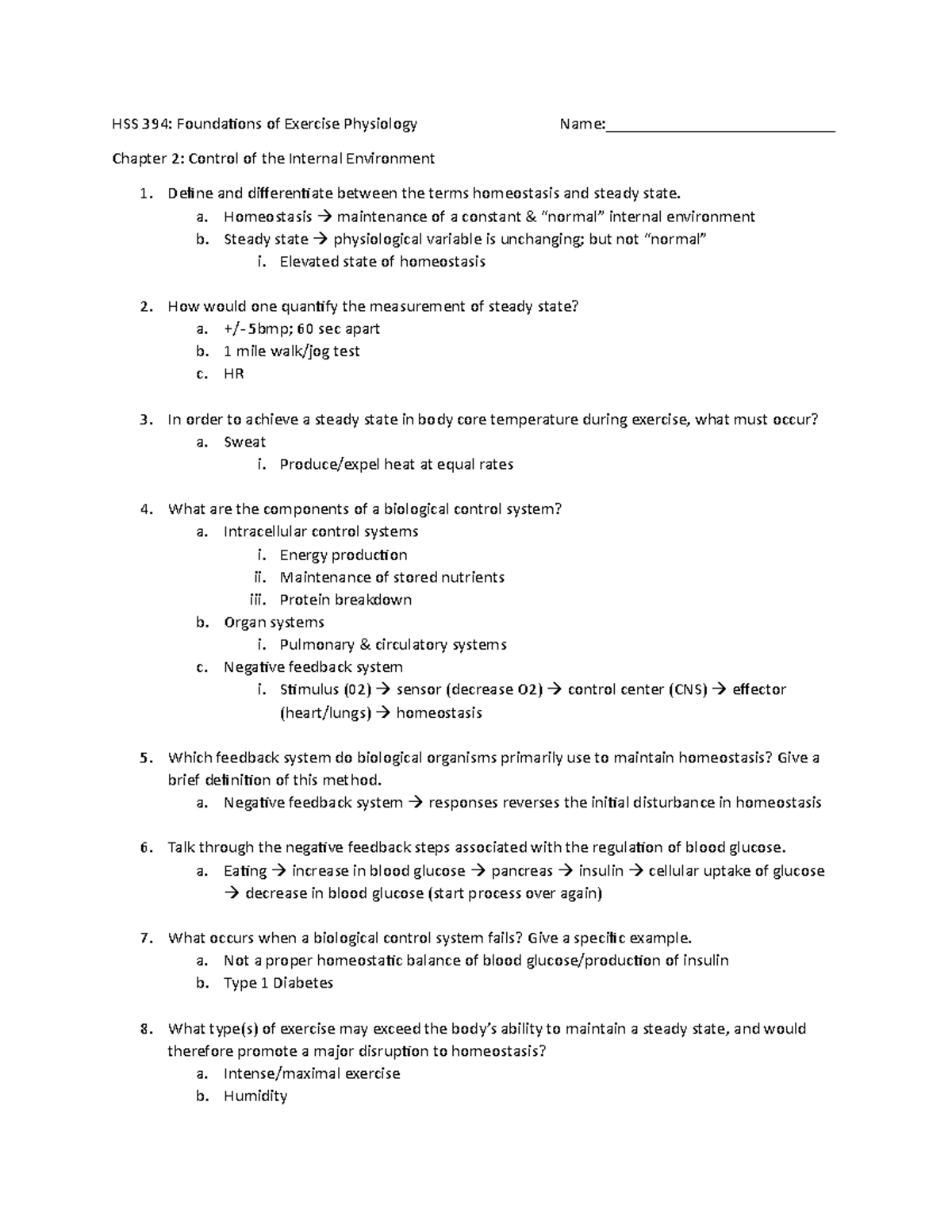 HSS 394 Chap 2 Study Guide - HSS 394: Foundations of Exercise ...