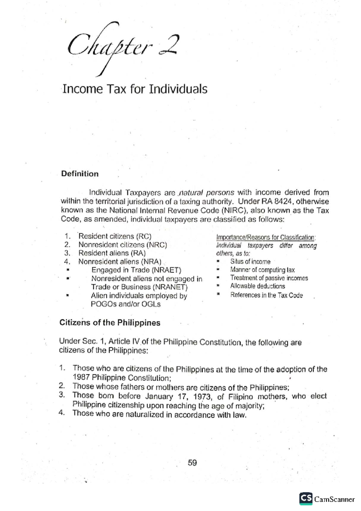Chapter 2 - Income Tax for Individuals: Taxpayer Classifications and ...