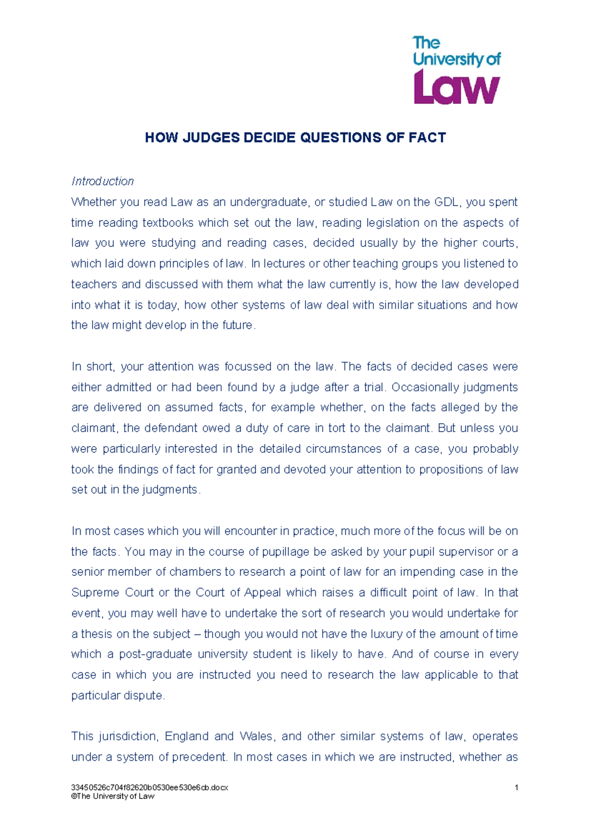 How Judges Decide Questions of Fact: Insights for Law Students ...