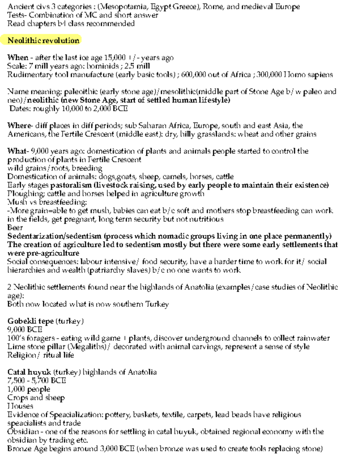 History Lec 1: Ancient Civilizations Overview and Neolithic Revolution ...