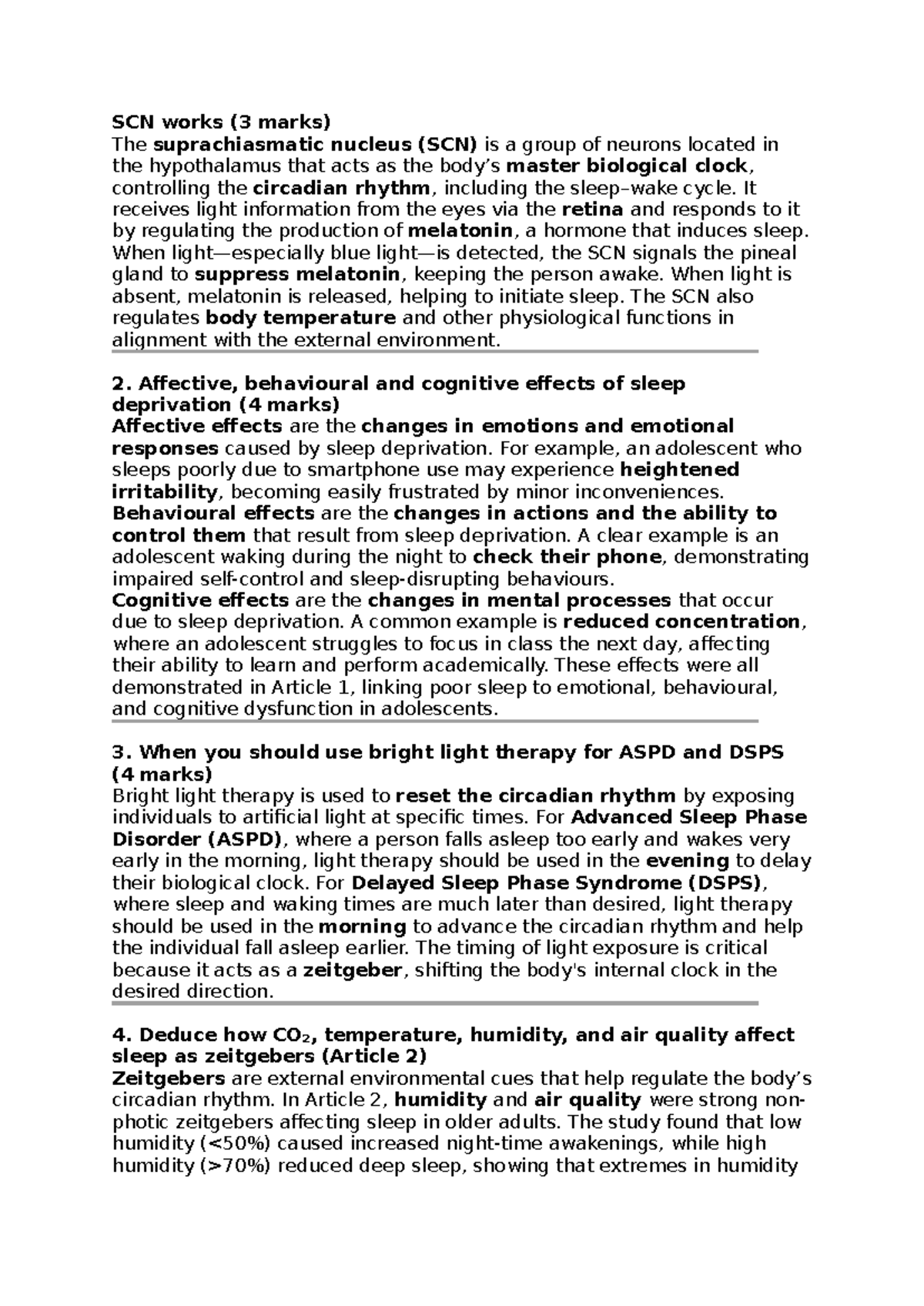 SCN Functions and Sleep Impact: A Study on Circadian Rhythms - Studocu