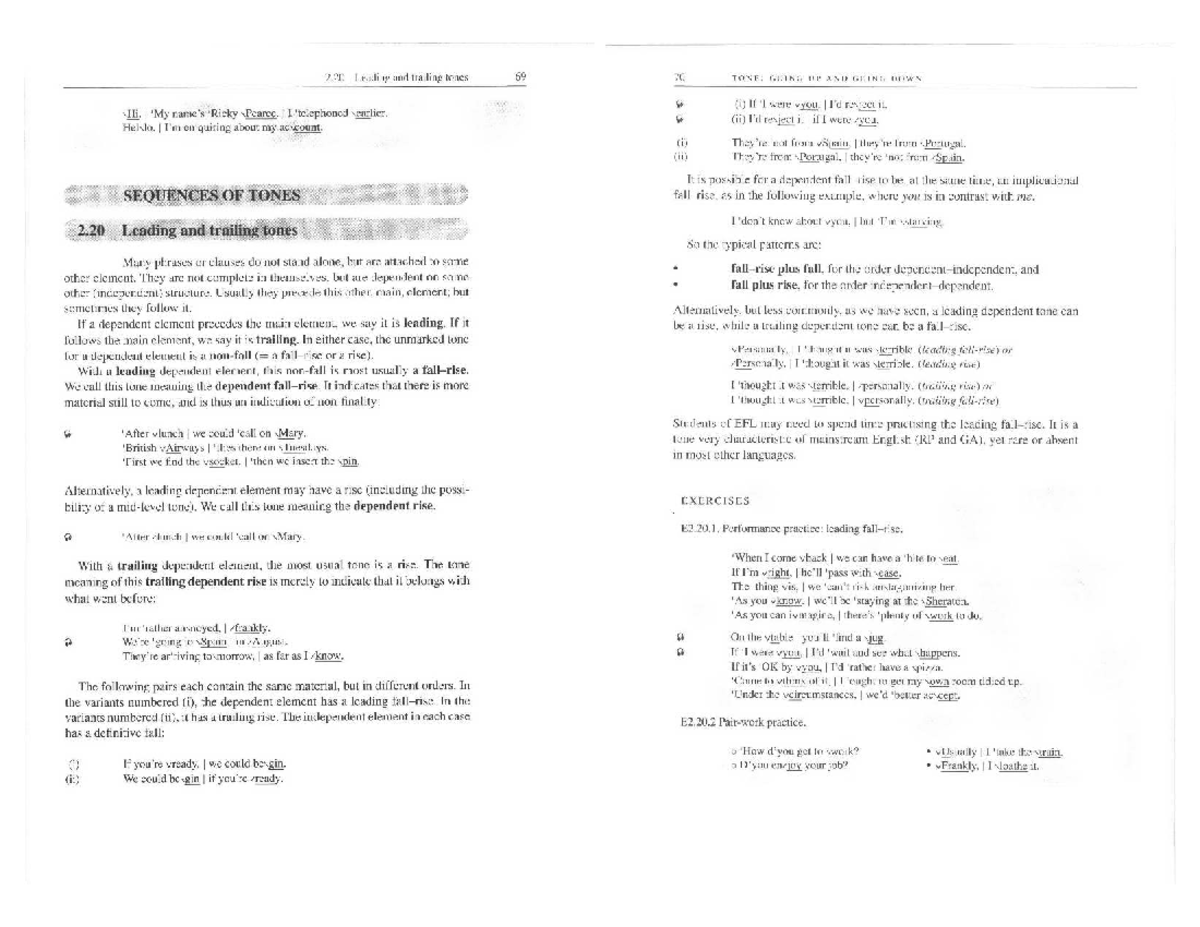 Tone Sequences: Leading and Trailing Tones (E2.20 - E2.24) - Studocu