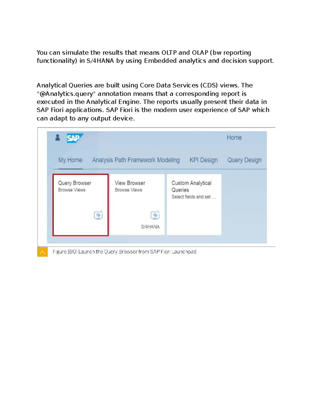 BW4 S4HANA: Custom Analytics Query Design on Fiori Launchpad - Studocu