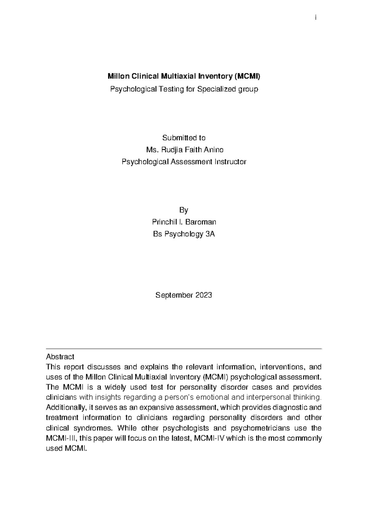 MCMI-IV: Comprehensive Analysis of the Millon Clinical Multiaxial ...