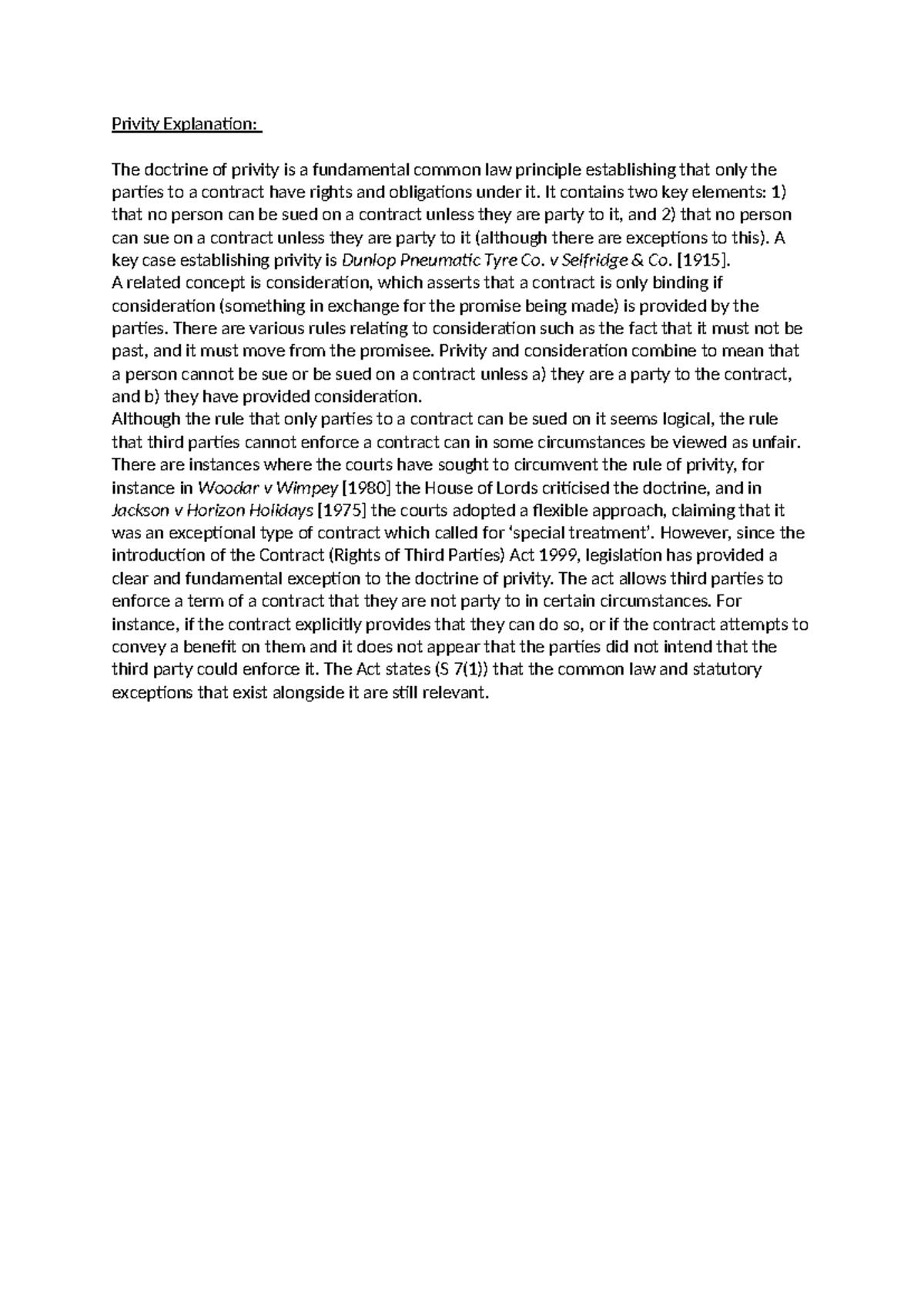 WK 7 Apply - Privity - Privity Explanation: The doctrine of privity is ...