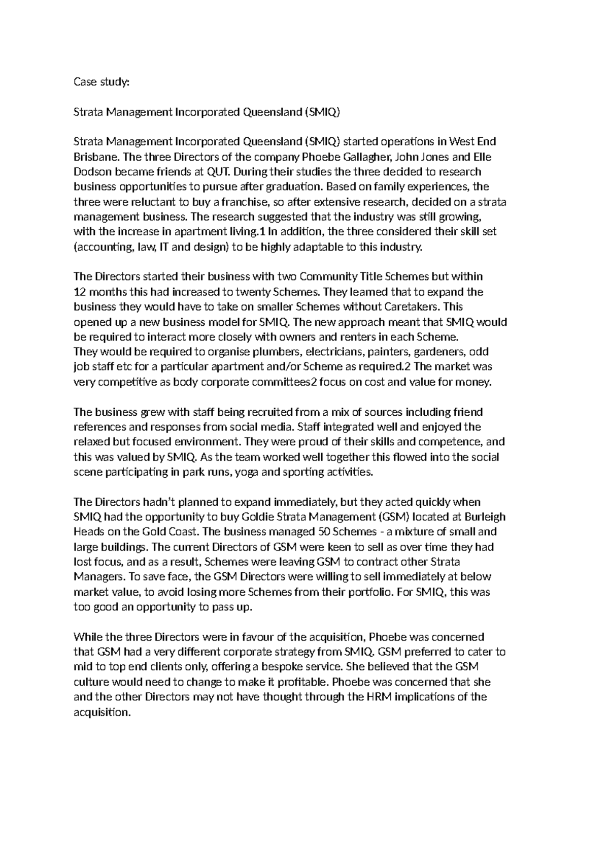 Case study in word file - Case study: Strata Management Incorporated ...