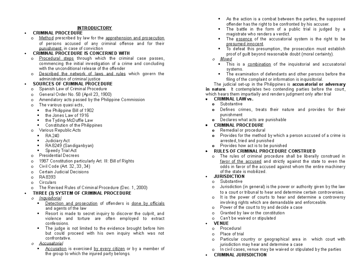 Criminal Procedure Overview for Law 101: Key Concepts and Jurisdiction ...