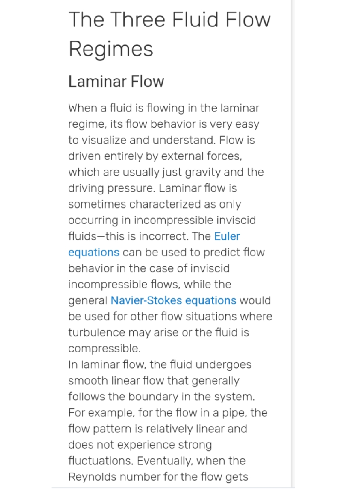 The three types of flow - The Three Fluid Flow Regimes Laminar Flow ...