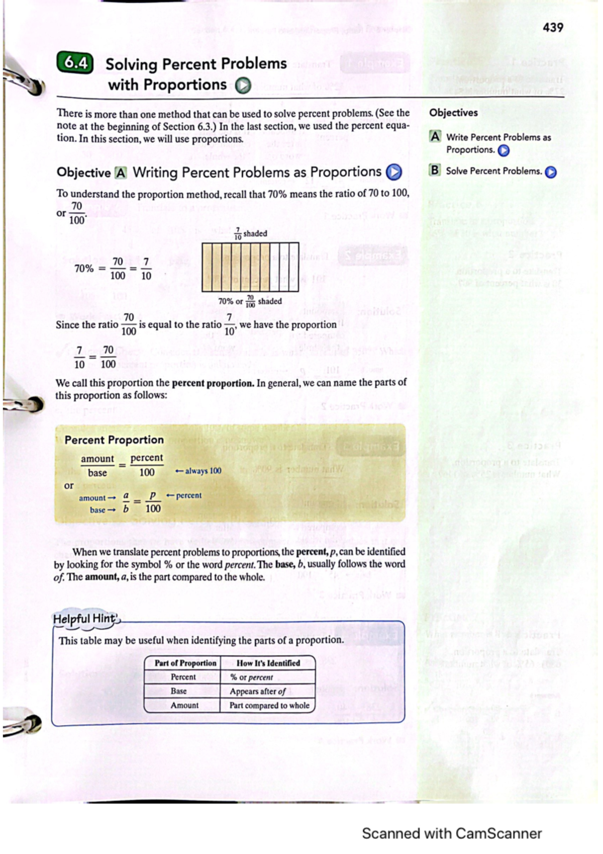 Math 111 Section 6.4 - 439 6 Solving Percent Problems with Proportions ...