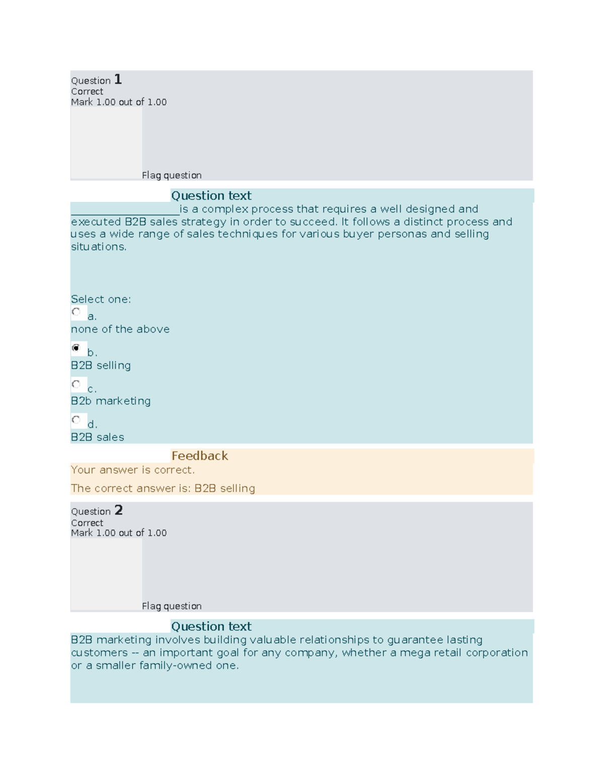 Distribution Management q2 - Question 1 Correct Mark 1 out of 1. Flag ...