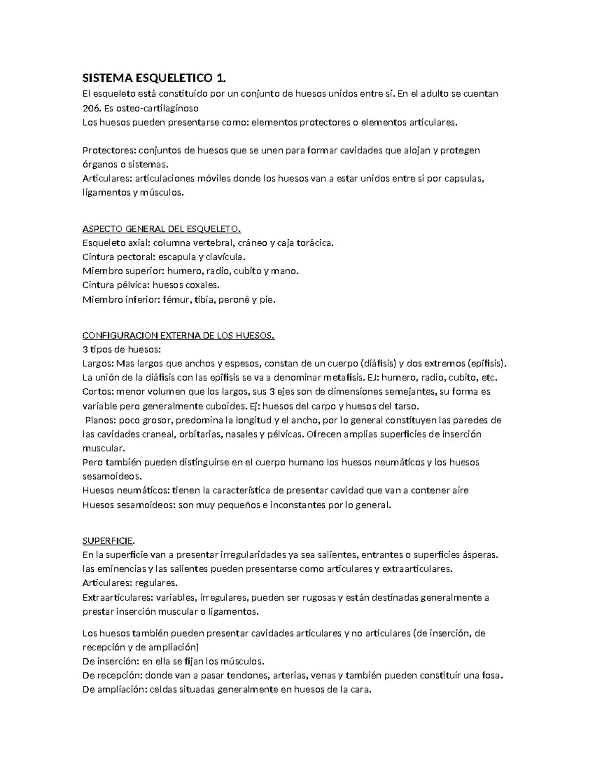 Sistema Esquelético: Estructura y Función de los Huesos - Studocu