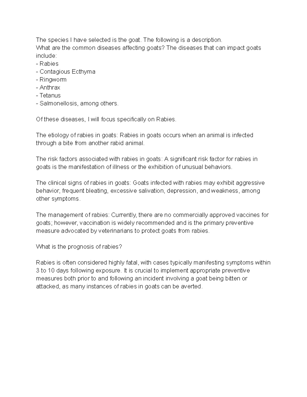 Goat Health: A Study on Rabies and Its Management in Animals - Studocu