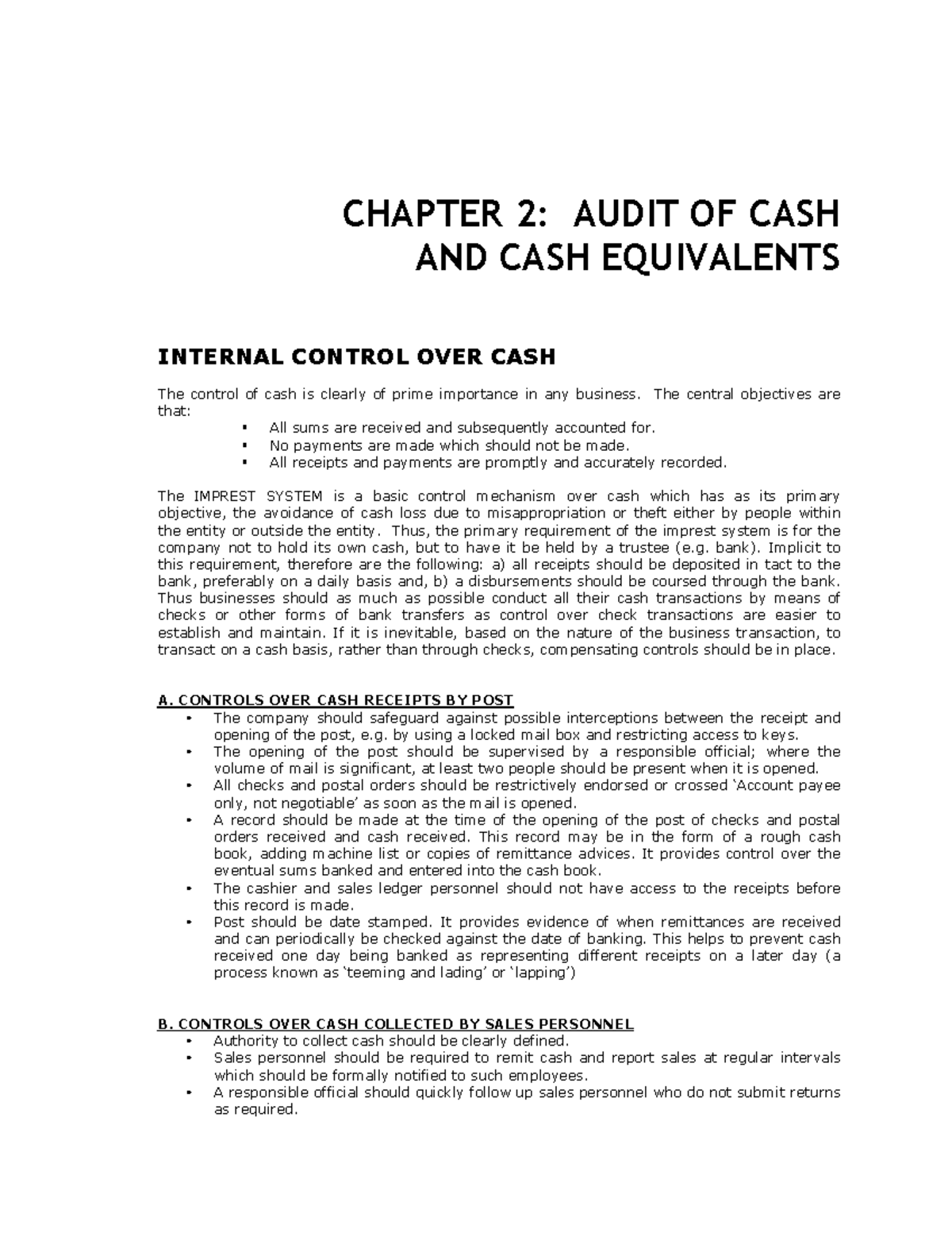 2018 edchapter 2 Cash SLU - CHAPTER 2: AUDIT OF CASH AND CASH ...