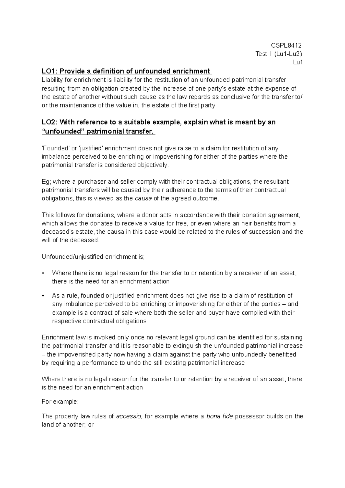 CSPL Test notes for leaning units 1 and 2 - CSPL Test 1 (Lu1-Lu2) Lu ...