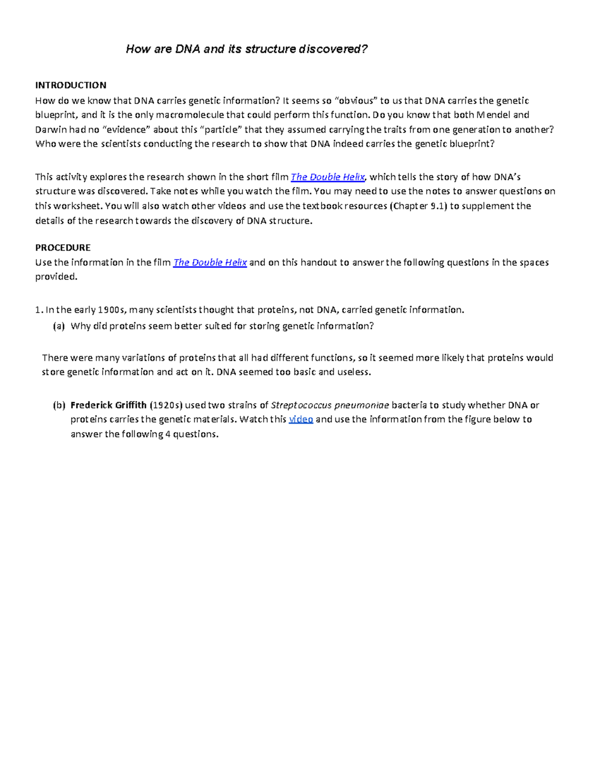 DNA Structure Discovery: Key Research Insights and Findings - Studocu