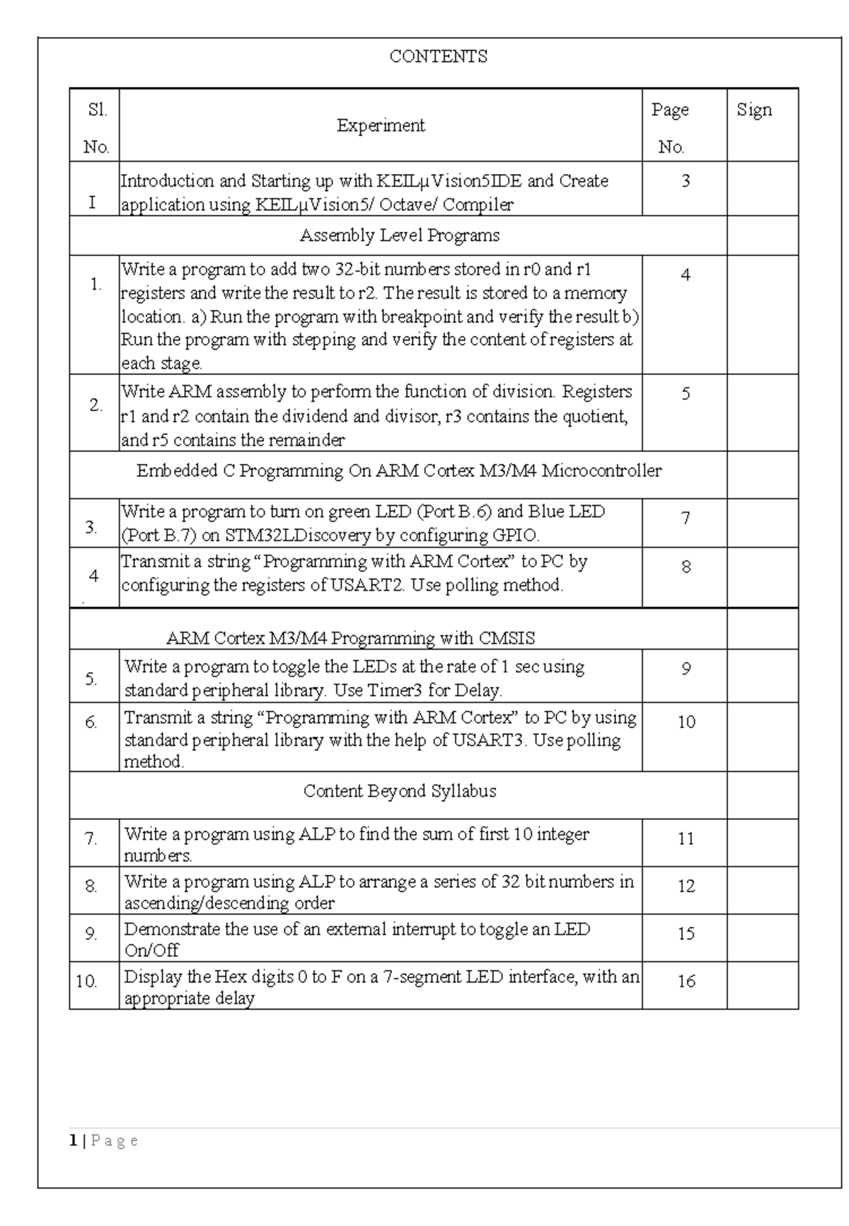 CEC369 IOT Lab Manual: Assembly Programs & ARM Cortex Applications - Studocu