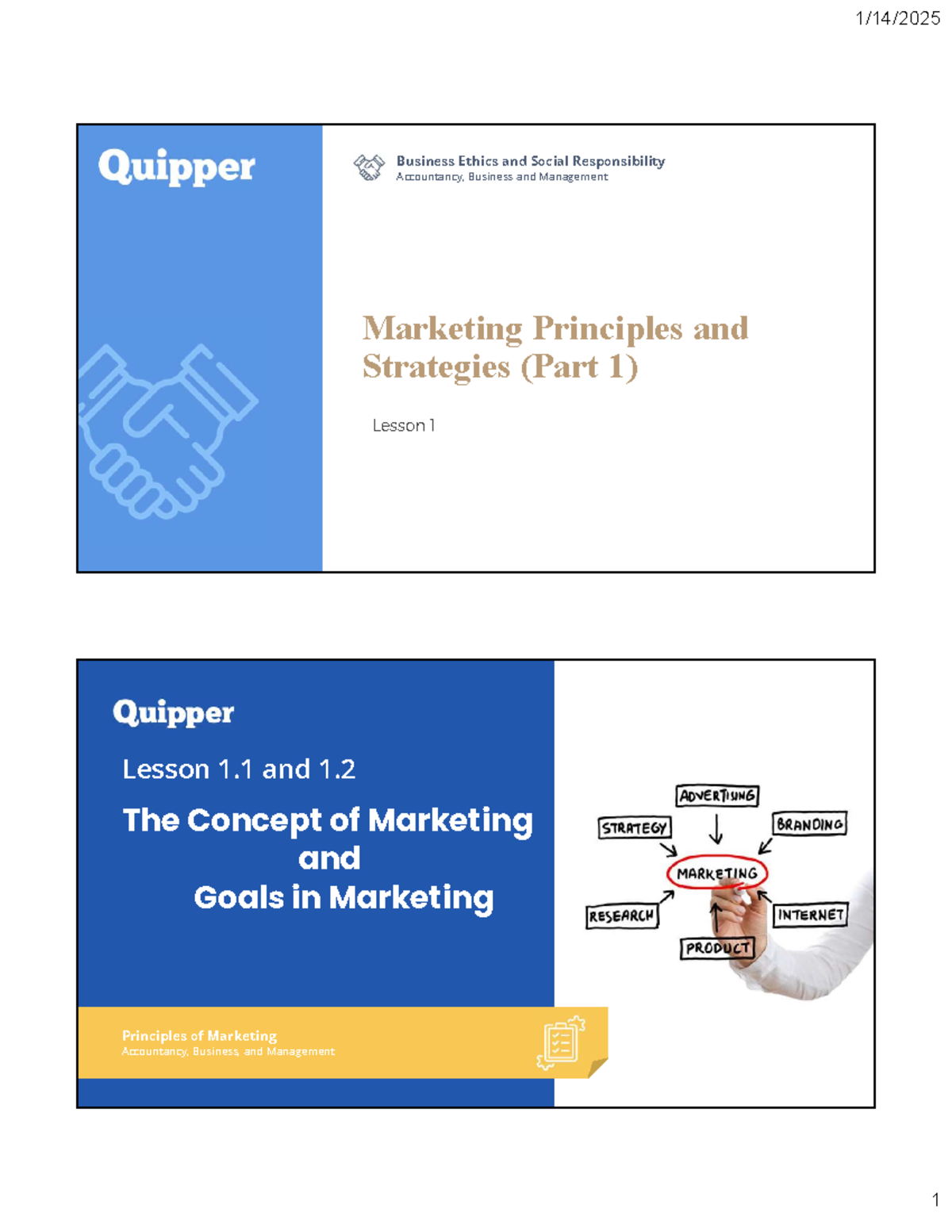 SG-POM-PPT Lesson 1: Understanding Marketing Concepts and Goals - Studocu