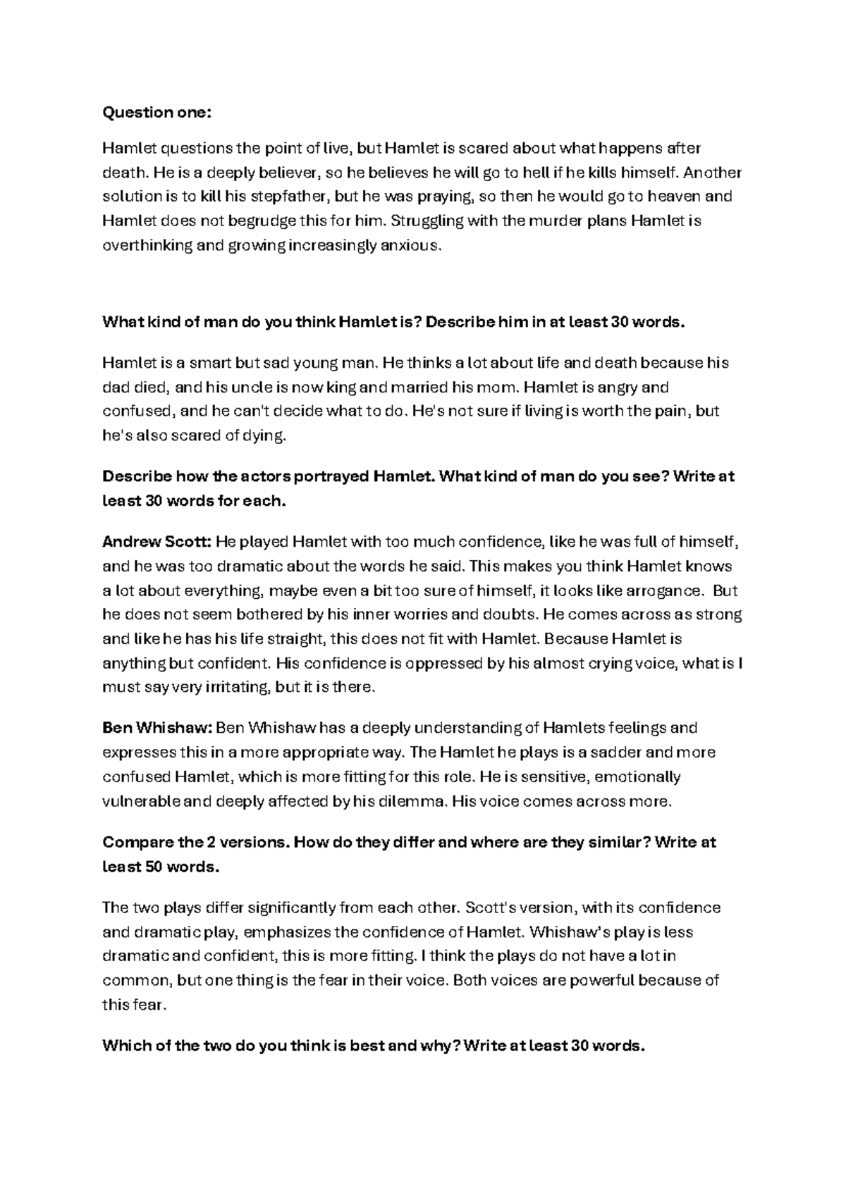 To Be or Not to Be Assignment (Hamlet Analysis) - Studeersnel