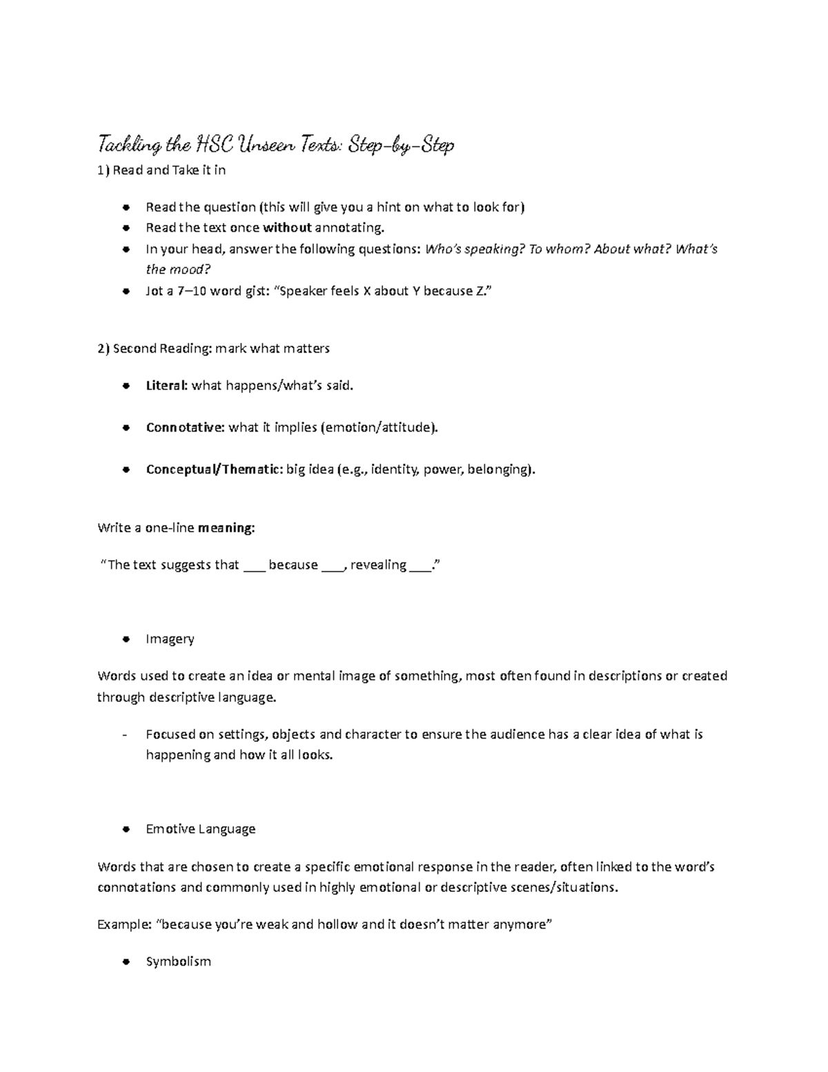 Unseen Texts Analysis Guide for HSC English: Key Techniques & Tips ...