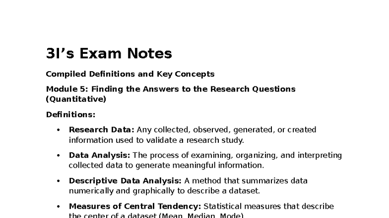 3I's Exam Notes: Key Concepts & Definitions for 080739 Module 5 & 7 ...