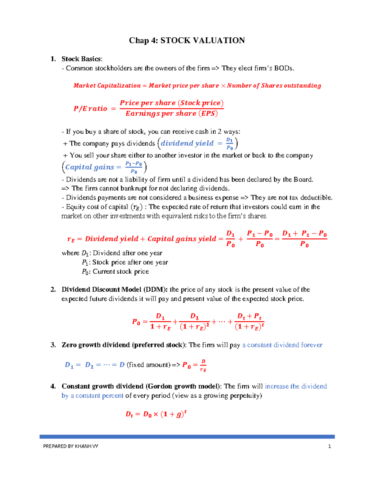 Revision for chapter 4 Stock Valuation - Fundamental of financial ...