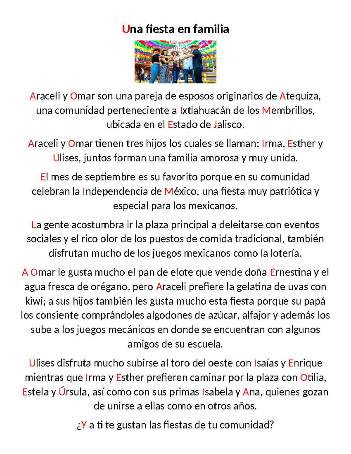 Lectura: Fiesta Familiar y Celebraciones en Atequiza - Studocu