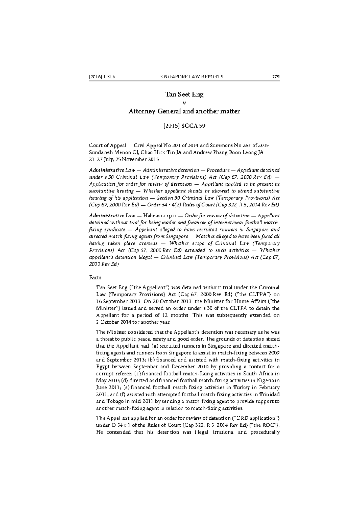 Case Study: Tan Seet Eng v Attorney-General [2016] 1 SLR 779 - Review ...