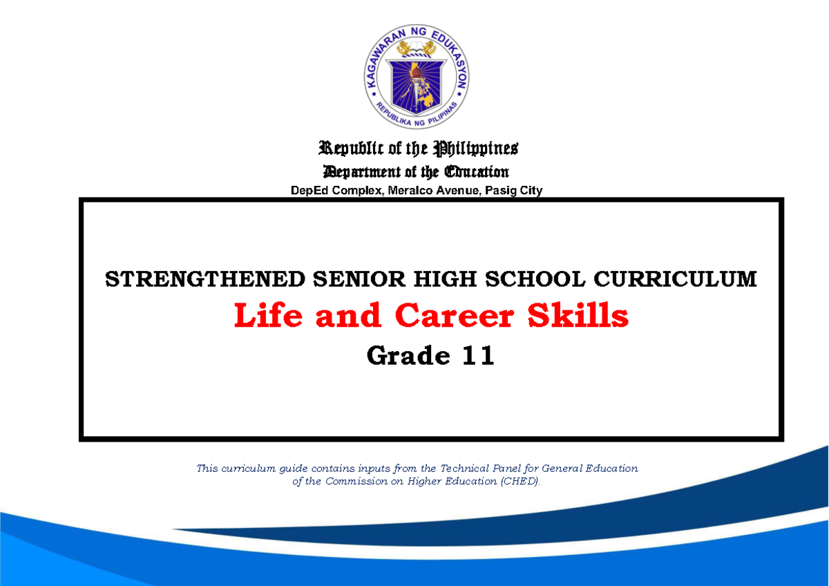 SHS Life Skills Curriculum Guide for Grade 11 - March 2025 - Studocu