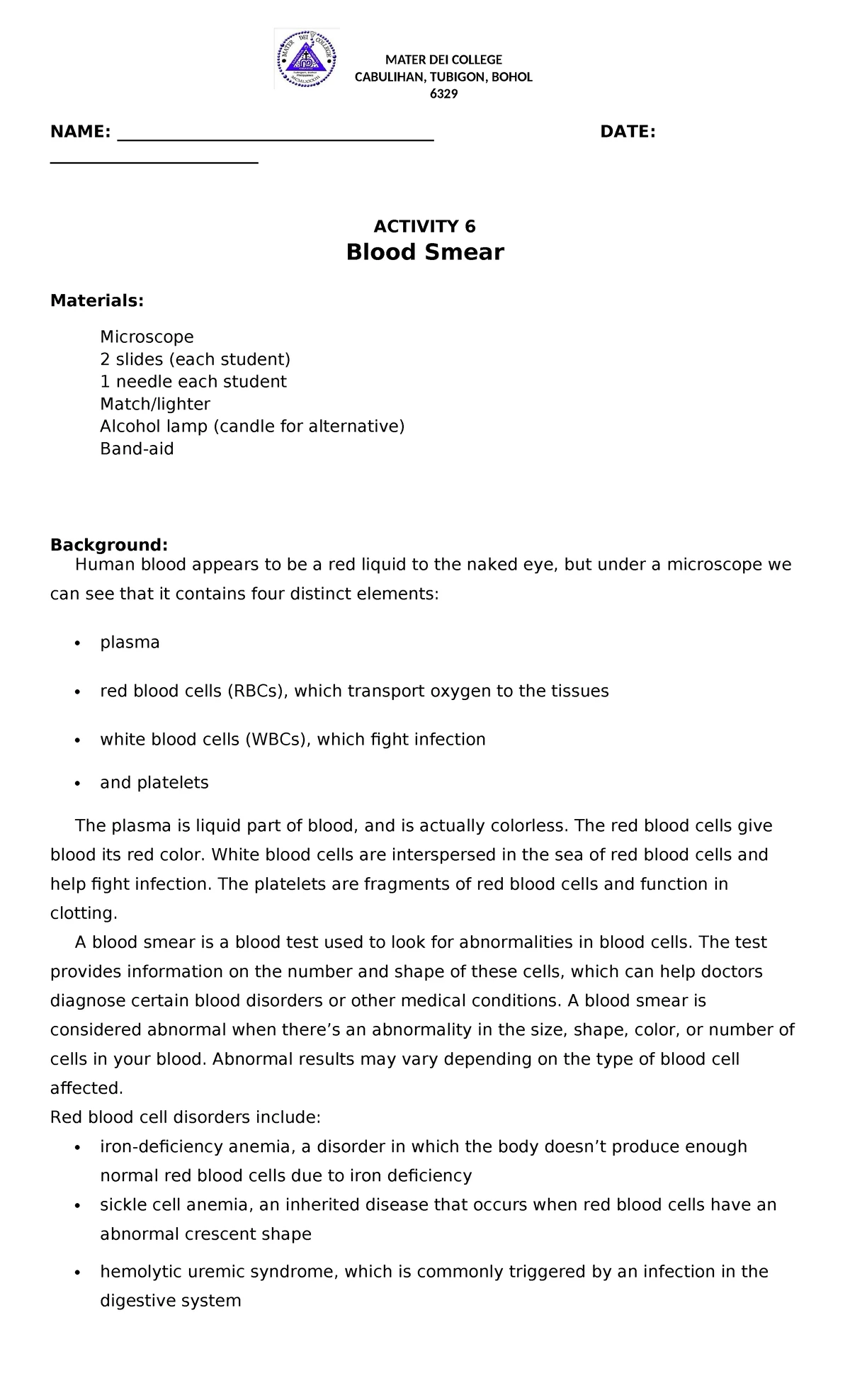 ACT - Lab Activity: Semen Analysis Procedures and Observations - Studocu