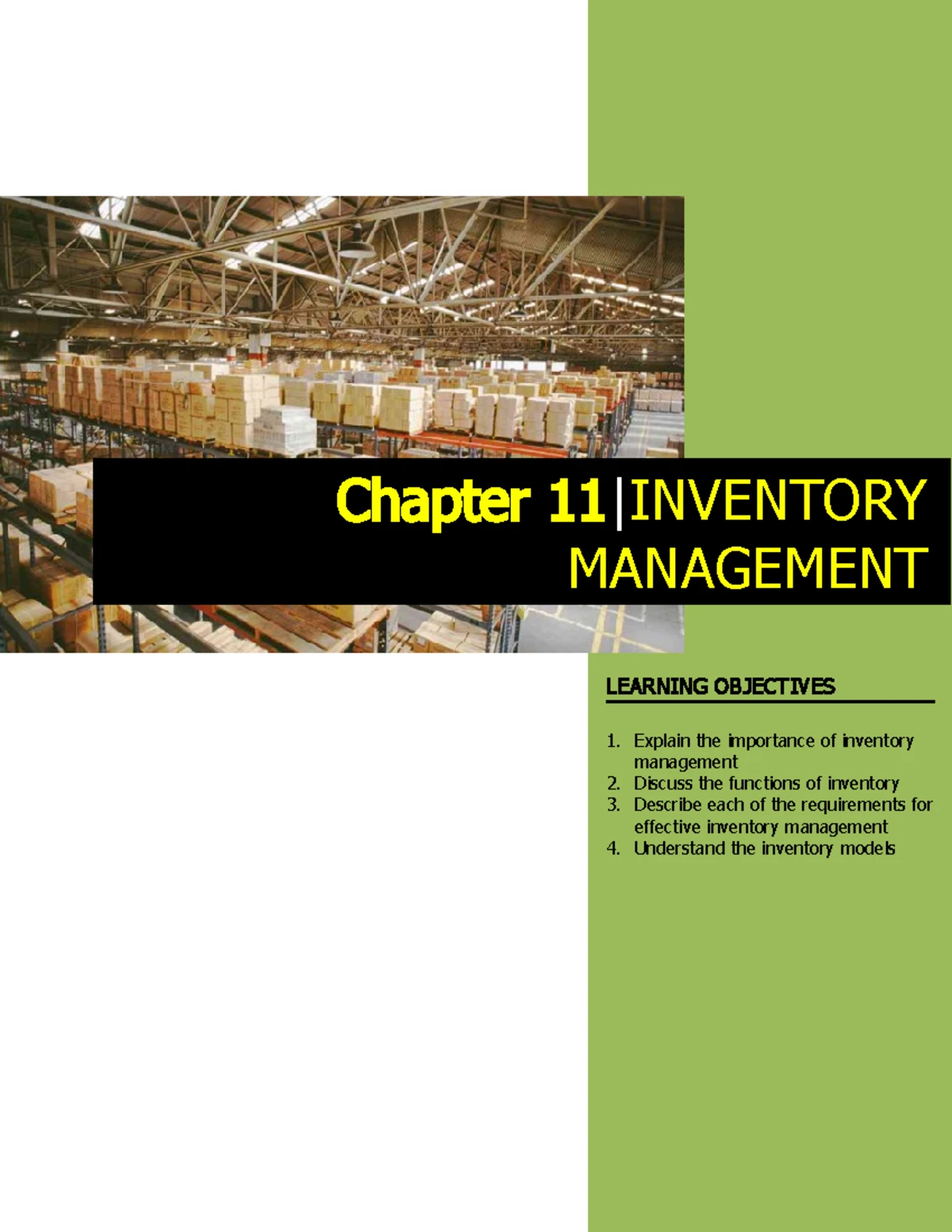 Inventory Management Study Notes MGT 301 - Inventory Management ...