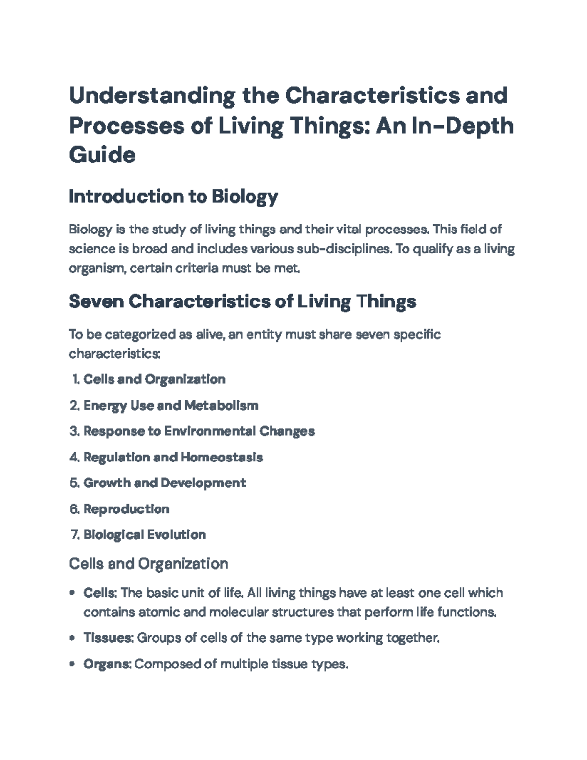 Understanding the Characteristics and Processes of Living Things ...