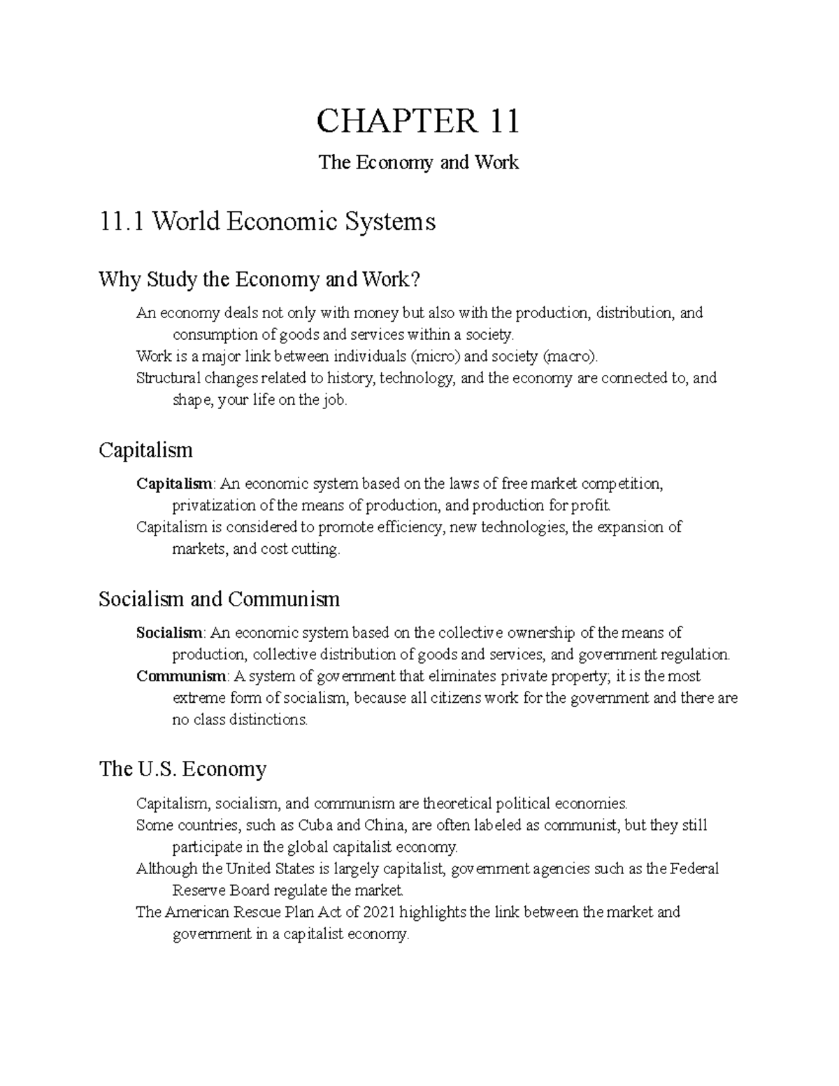 The Real Word 8th Ed - Chapter 11: Economy, Work, and Globalization ...