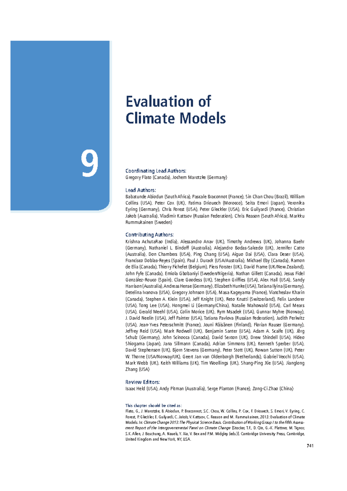 Evaluation of Climate Models: Insights from Chapter 9 of IPCC AR5 - Studocu