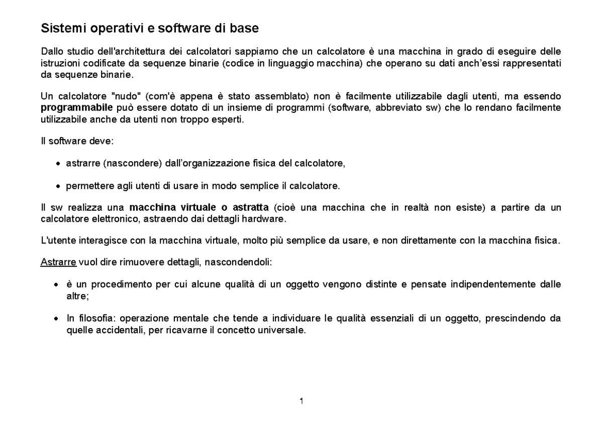 FI 04 2026 03 26 Note sui Sistemi Operativi e Software di Base - Studocu