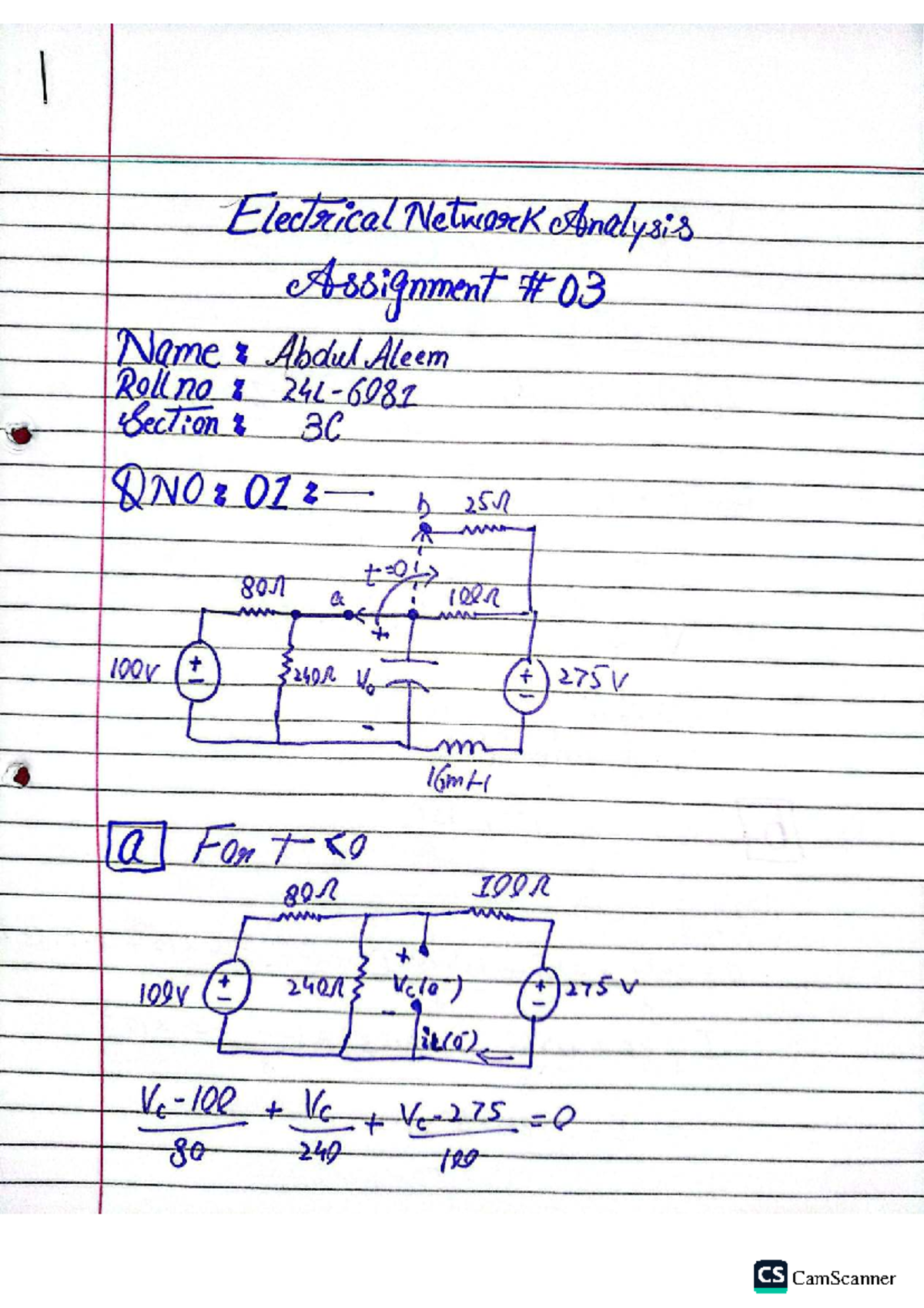 Electrical Network Analysis ENA ASS 03 - Assignment Three - Studocu