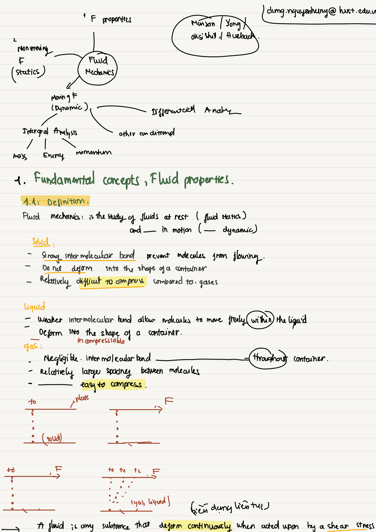 1F Fluid Mechanics: Properties, Statics, and Dynamics Lecture Notes ...