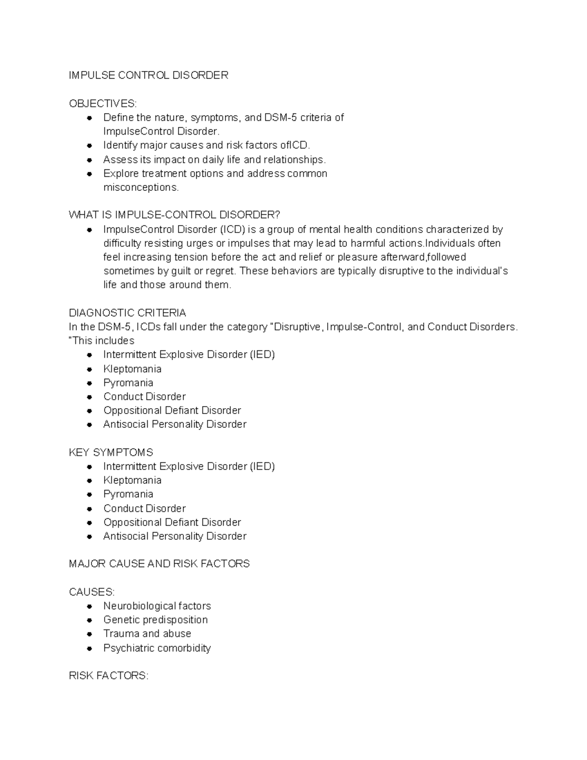 AB Psych Reviewer 2025: Understanding Impulse Control Disorder - Studocu