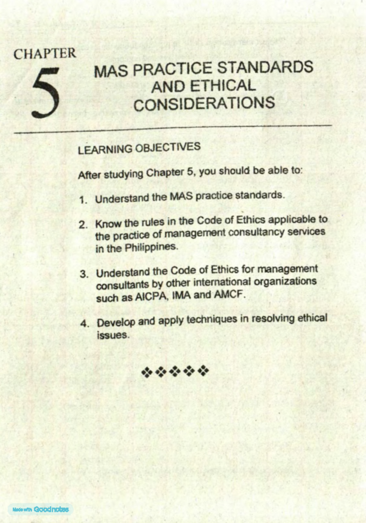 MAS Practice Standards 5: Ethical Considerations & Guidelines - Studocu