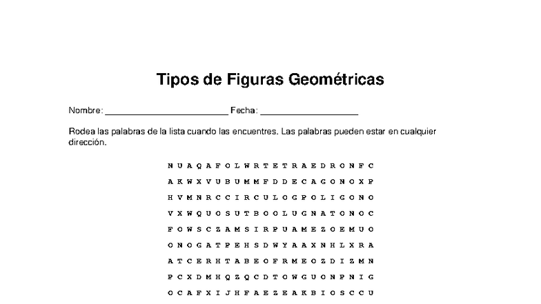 Tipos de Figuras Geométricas Avanzada - Actividad de Búsqueda - Studocu