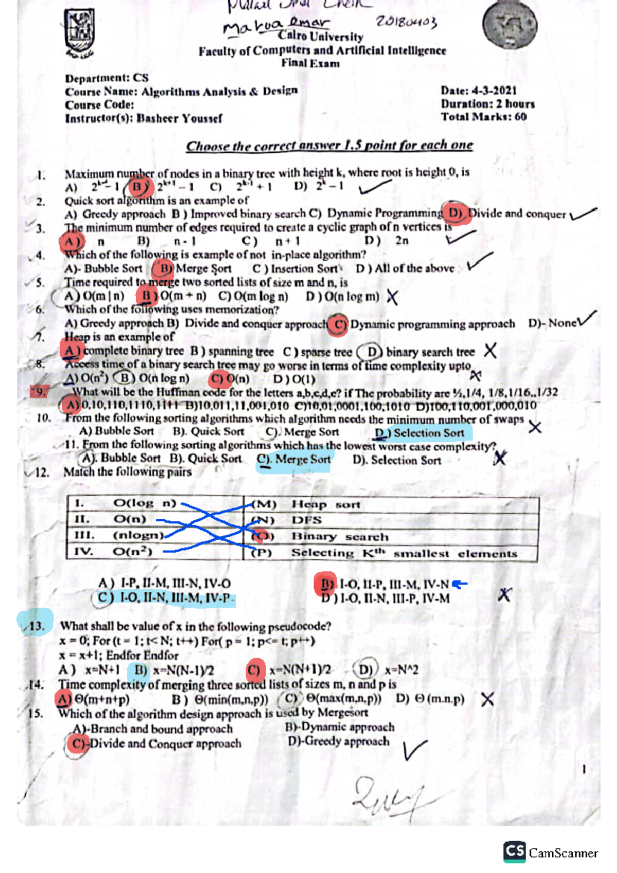 CS 20180403 Algorithms Analysis Design Final Exam Notes - Studocu