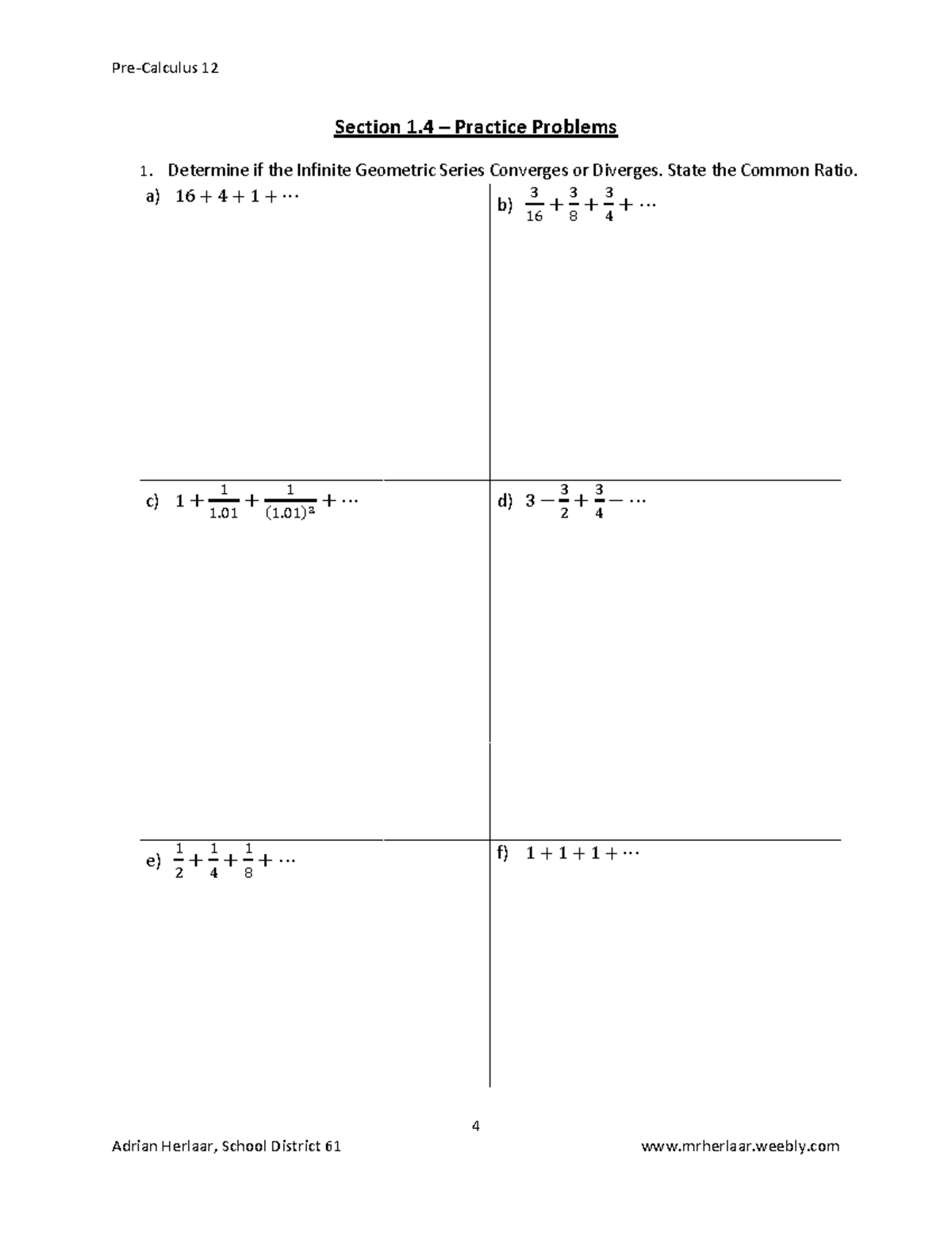 12 Infinite Geometric Series Practice Problems and Solutions - Studocu