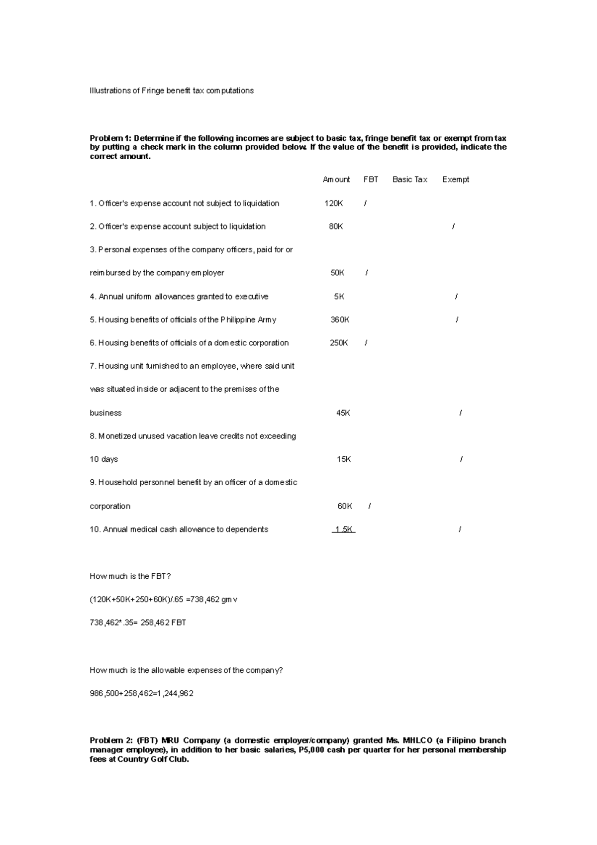Fringe Benefit Tax Computations: Complete Guide and Examples for FBT ...