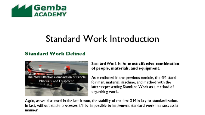 Standard Work Introduction: Key Concepts and Types Explained - Studocu