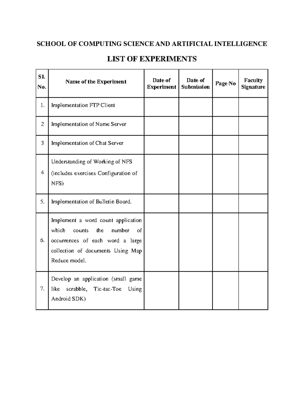 Distributed Systems Lab Manual SCAI: Experiments and Implementations - Studocu