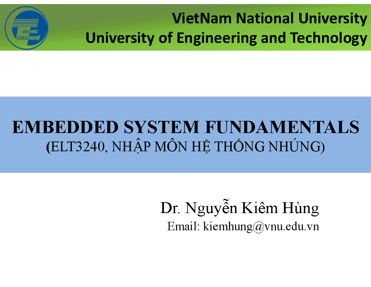 ELT3240 Lecture 1.2: Intro to Embedded System Design Overview - Studocu