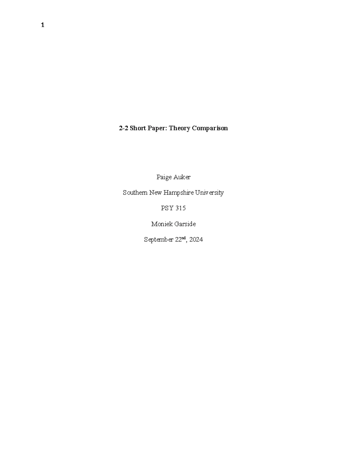 PSY 315 5-2 Milestone One: Cognitive Theory Application in Therapy ...