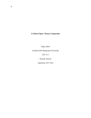 PSY 315 Module One Assignment Worksheet - PSY 315 Module One Assignment ...