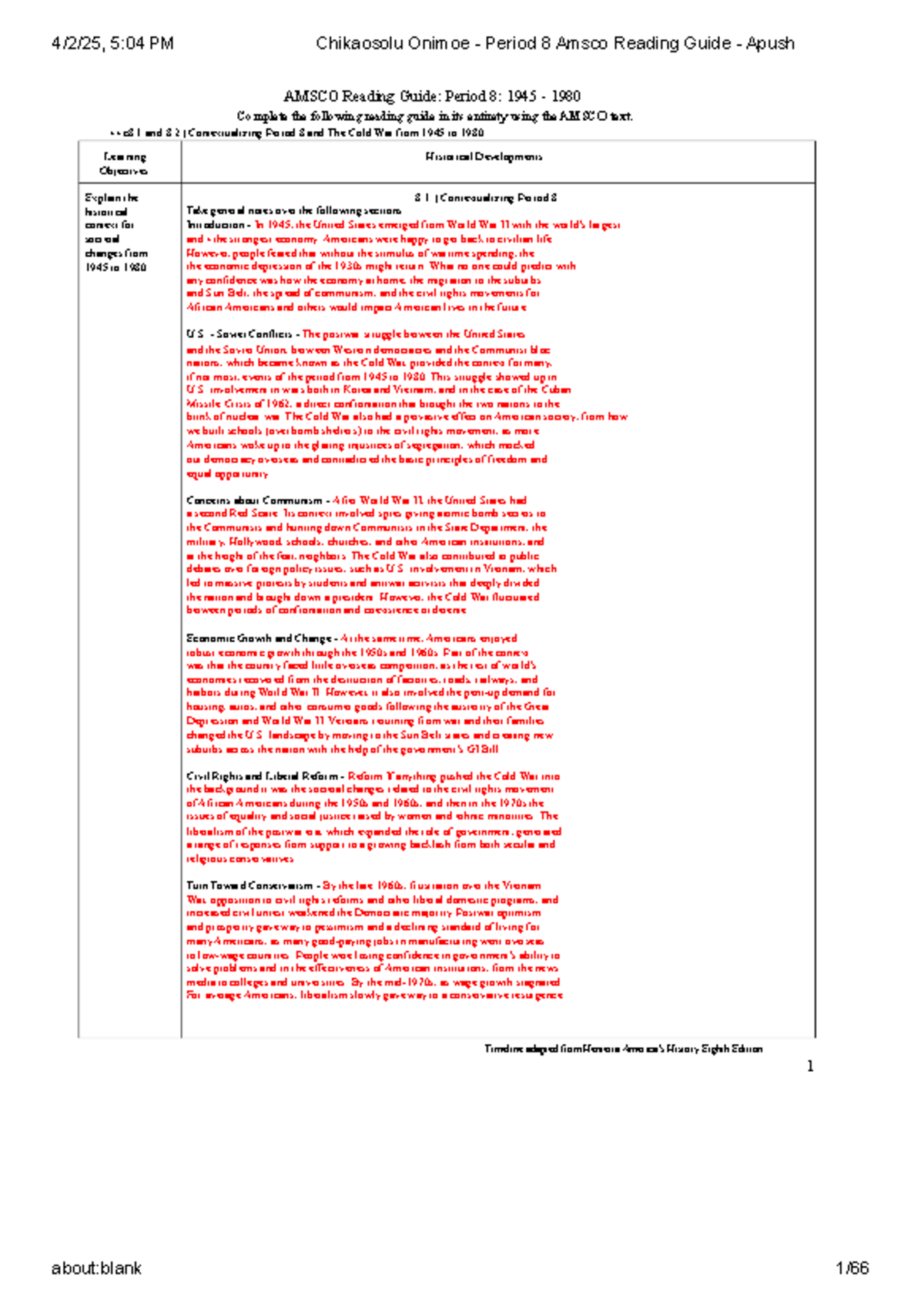 Chikaosolu Onimoe Period 8 Amsco Reading Guide Apush - AMSCO Reading ...