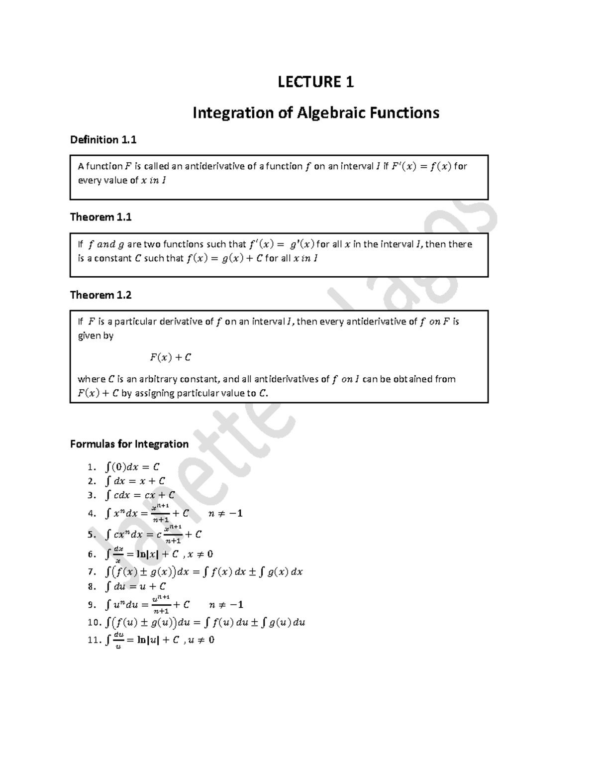 Lecture-1-Integration-of-algebraic-function-1 - LECTURE 1 Integration ...