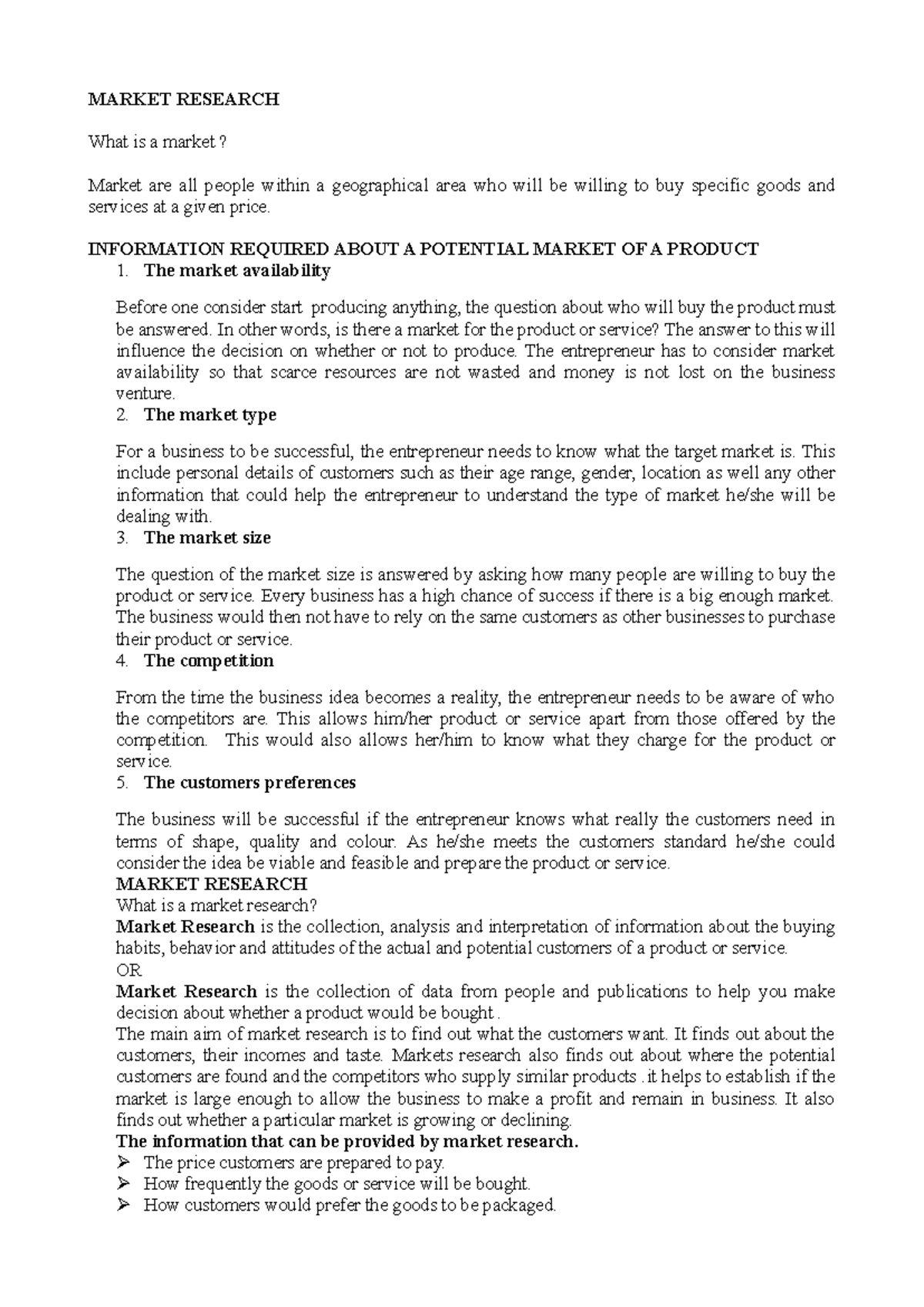 Market Research Notes: Understanding Market Dynamics and Methods - Studocu